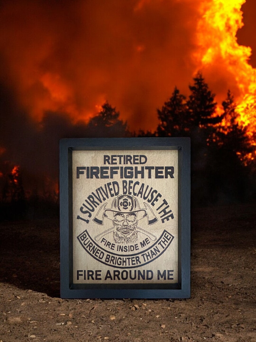 Retired Firefighter Burned Wood Sign, Custom Home Decor for Retirement ...