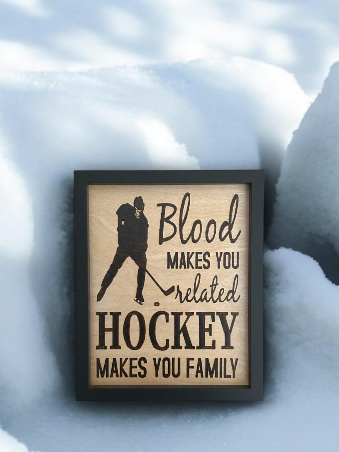 Personalized Wood Burned Hockey Fan Sign - Rustic Handcrafted Wall Art ...