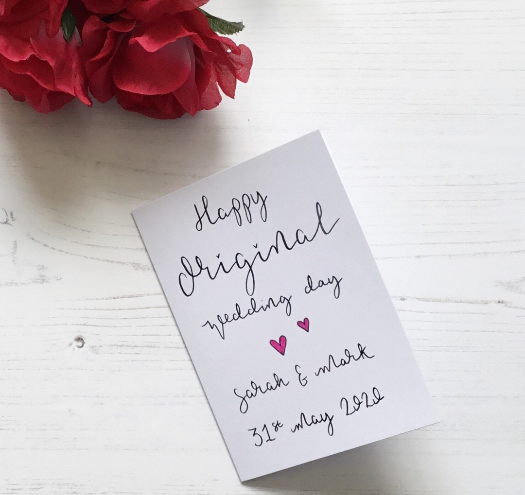Handwritten 'original Wedding Day' Card: Personalised Postponed Wedding ...