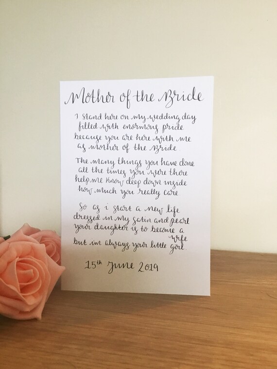 Mother of the bride card mother of the bride gift hand | Etsy