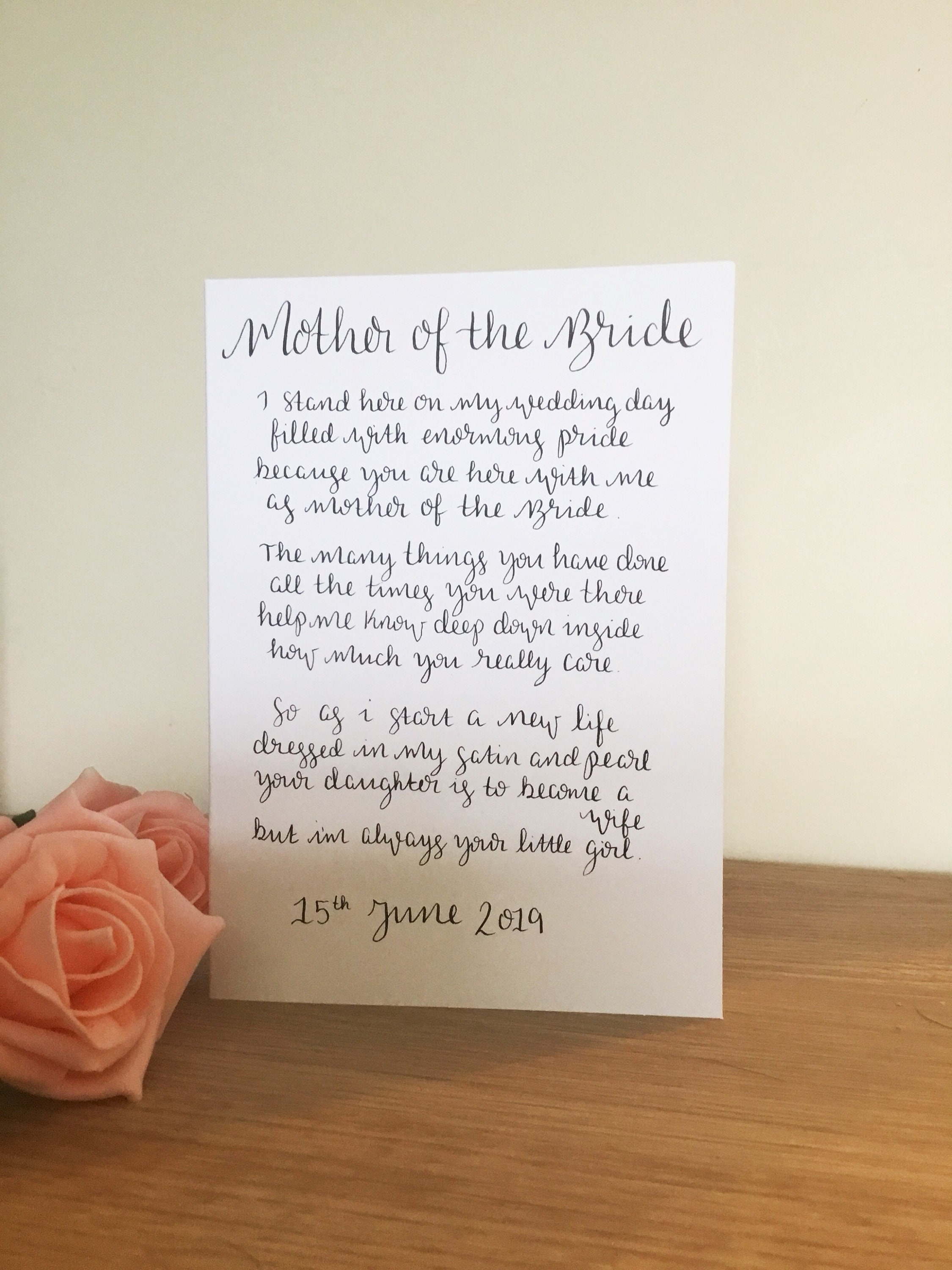 Mother of the bride card mother of the bride gift hand | Etsy