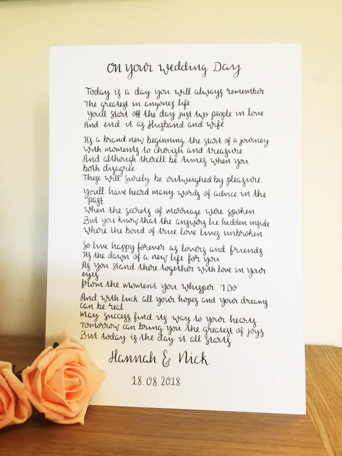 Hand Lettered Wedding Poem Wedding Poem Wedding Reading Etsy