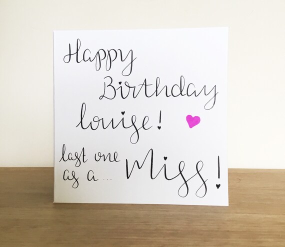 Last Birthday as a Miss card bride to be card birthday card | Etsy