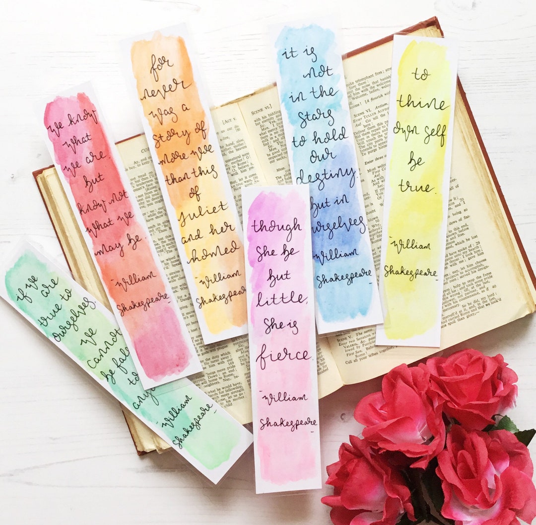 Shakespeare Quote Bookmarks, Bookmarks, Shakespeare Quotes, Watercolour ...