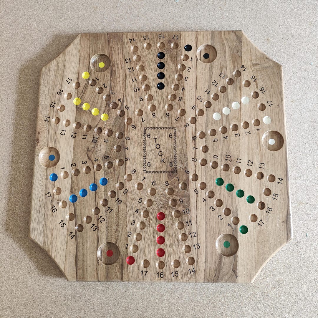 Solid Oak Tock 4 and 6 Players Number Version Varnished Finish ...