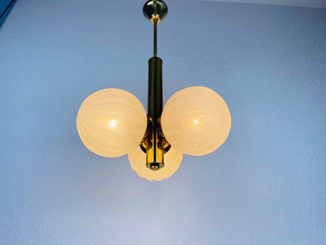 Mid-century Modern Golden Kaiser 3-arm Space Age Chandelier, 1960s ...