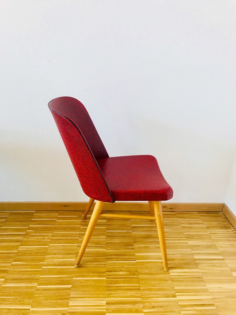 Mid Century Modern Red Chair - Wooden Legs - Germany 1960s - Etsy
