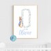 Peter Rabbit Floral Digital Print, Christening Gift, Personalised Name ...