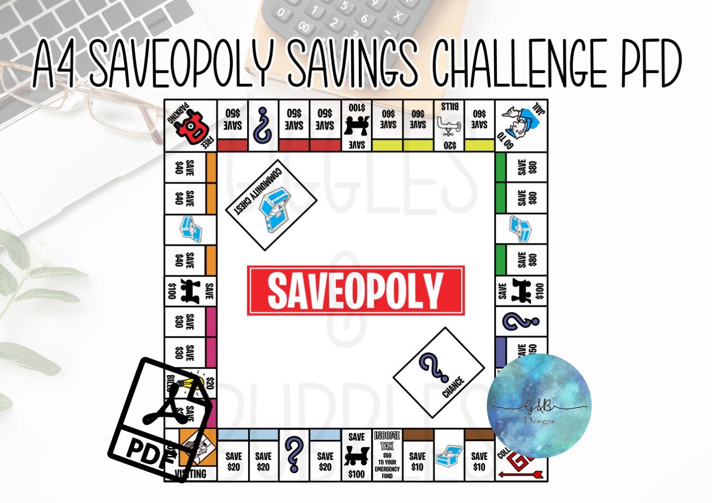 Saveopoly Savings Challenge, Budget Binder Insert, Cash Envelope System ...