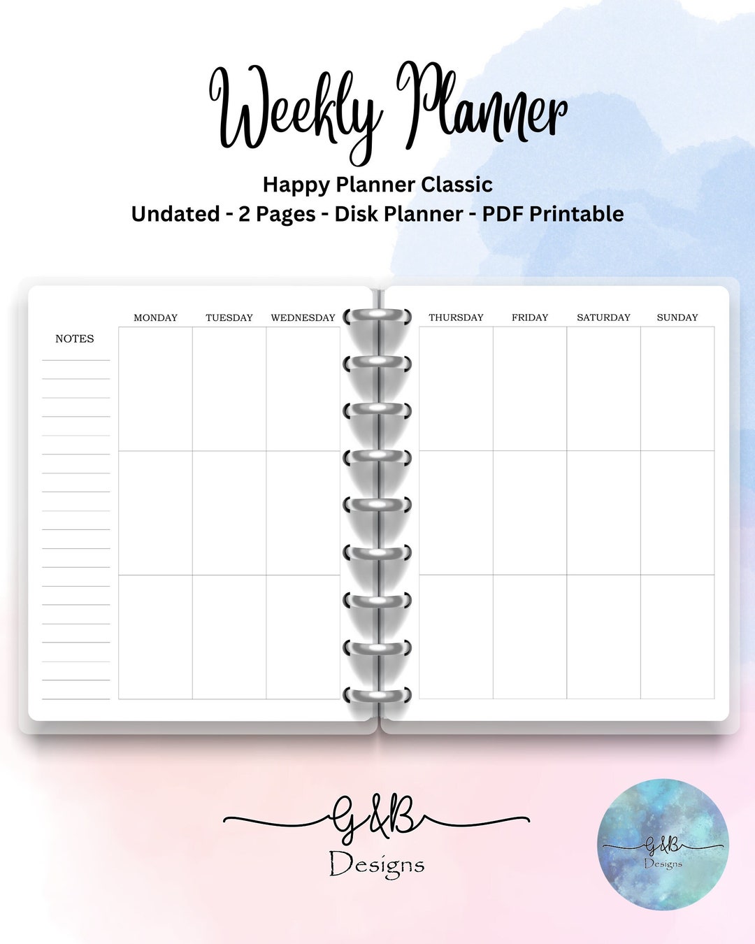 Classic Happy Planner Insert, Weekly Planner, Undated, Weekley Vertical ...