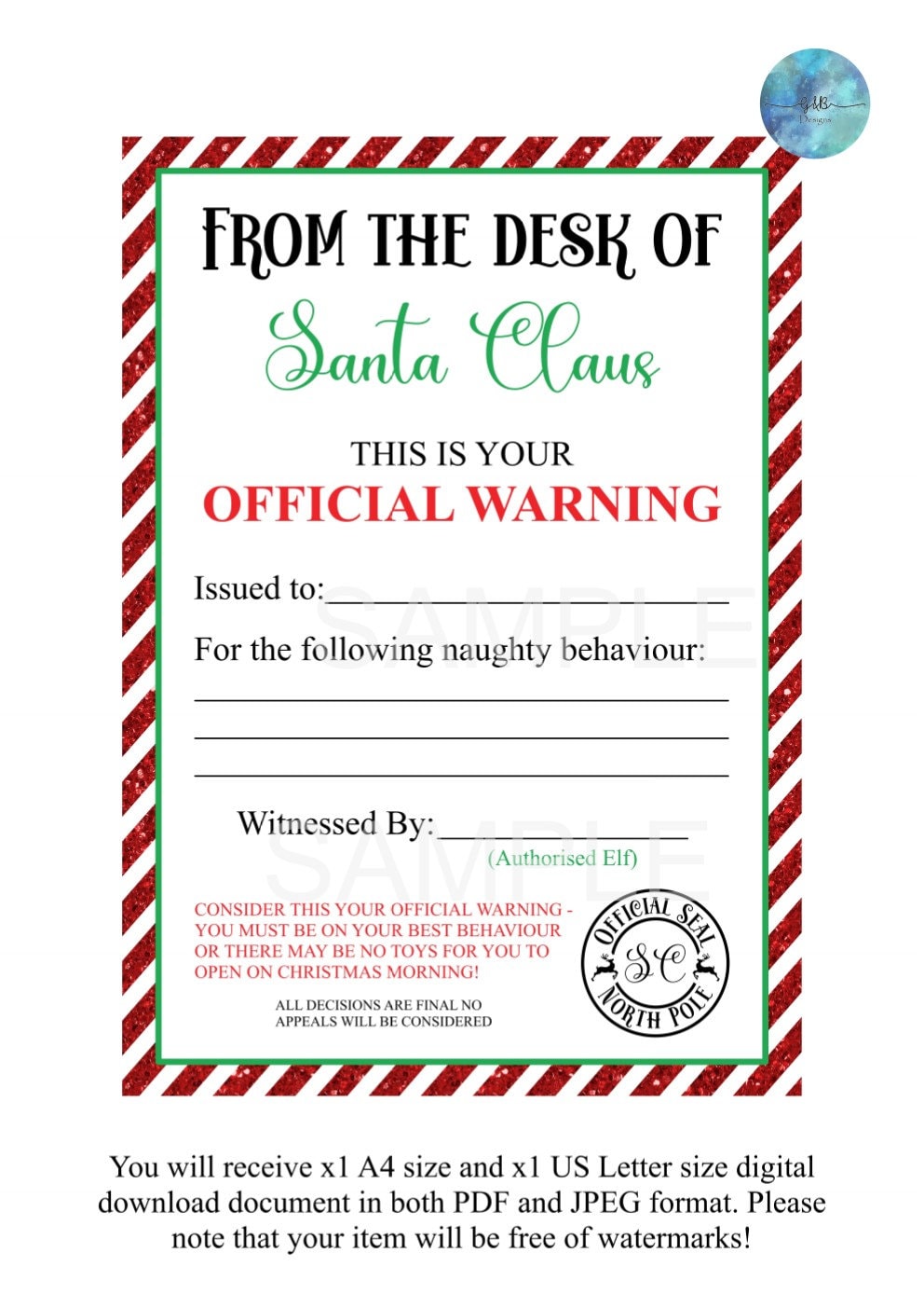 Elf Warning Letter Naughty List Letter Santa Warning Letter - Etsy