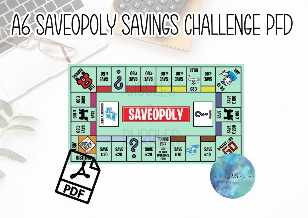 Saveopoly Savings Challenge, Budget Binder Insert, Cash Envelope System ...