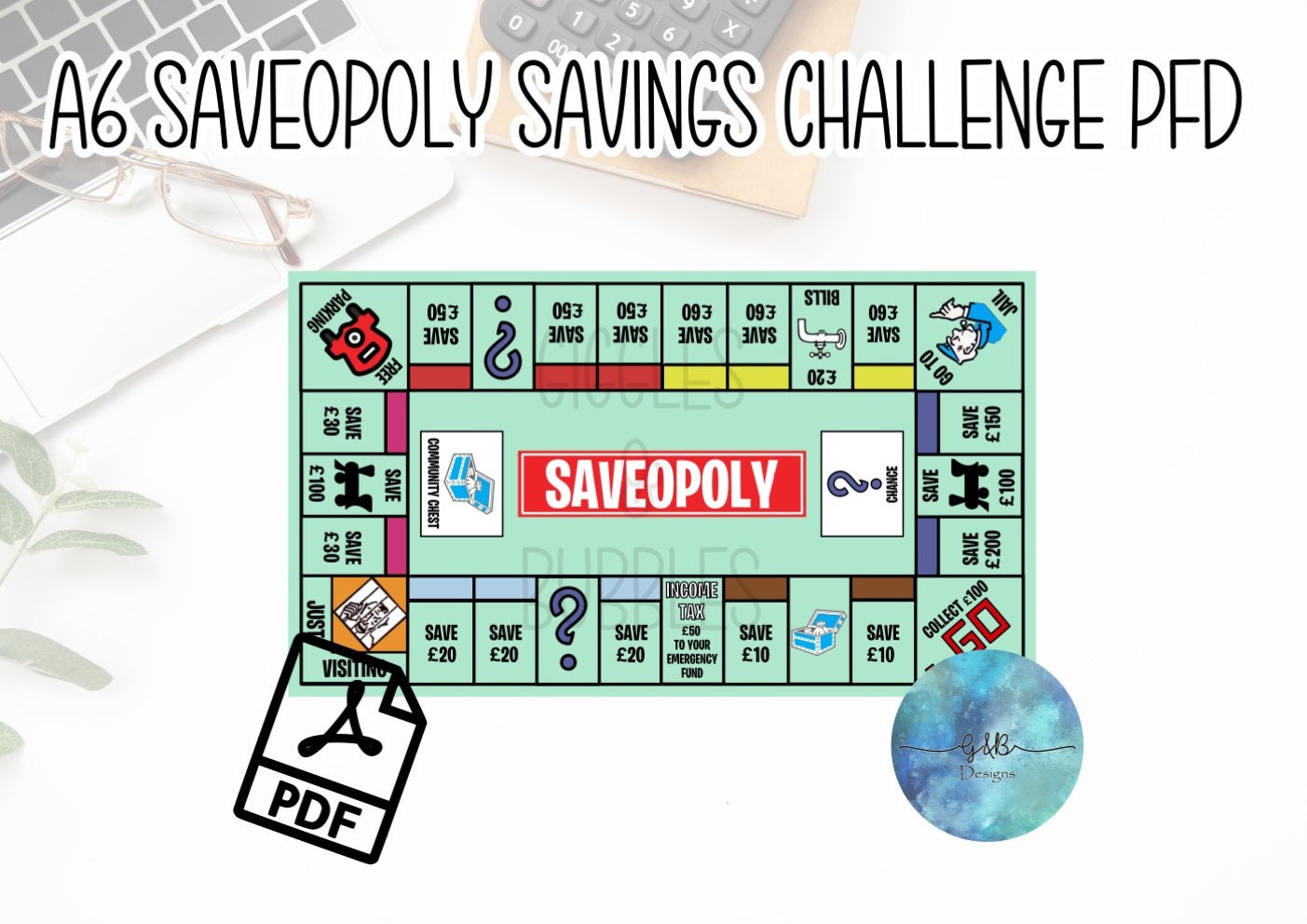 Saveopoly Savings Challenge, Budget Binder Insert, Cash Envelope System ...