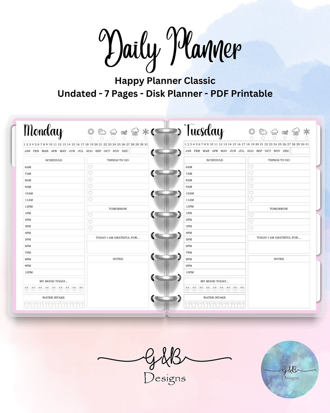 Classic Happy Daily Planner Day Planner Work Planner Weekly Planner ...