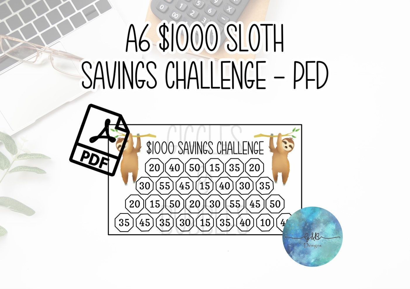 Sloth 1000 Dollar Savings Challenge, Cash Envelope System, Budget ...