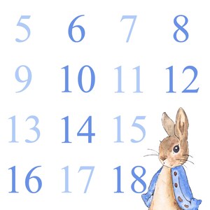 Peter Rabbit Number Chart, A3 Size Wall Print, Christening Gift, Wall ...
