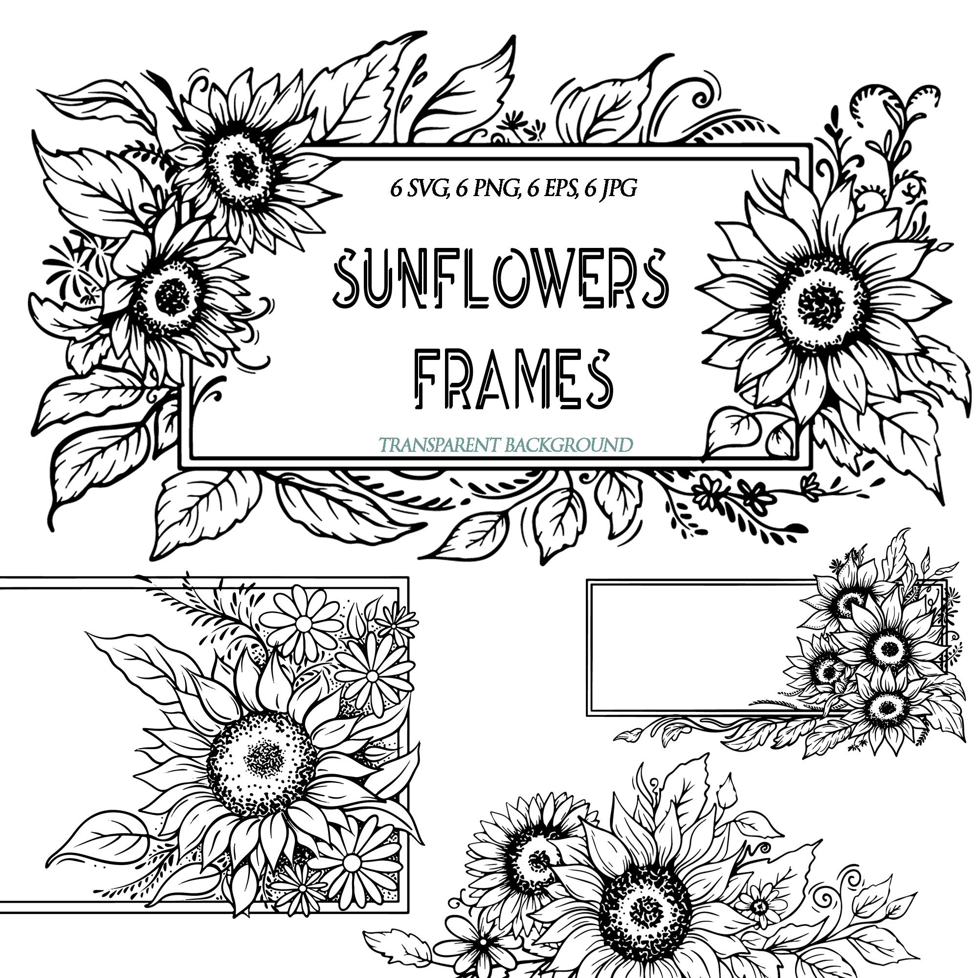Sunflower Frames Clipart - Floral Wreaths & Borders (svg Png Jpg Eps ...