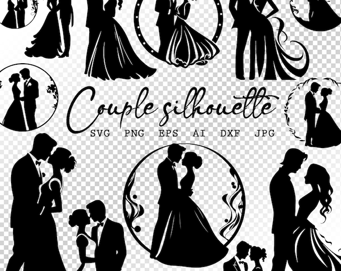 Wedding Couple Svg, Bride and Groom Svg, Wedding Heart Svg, Wedding ...
