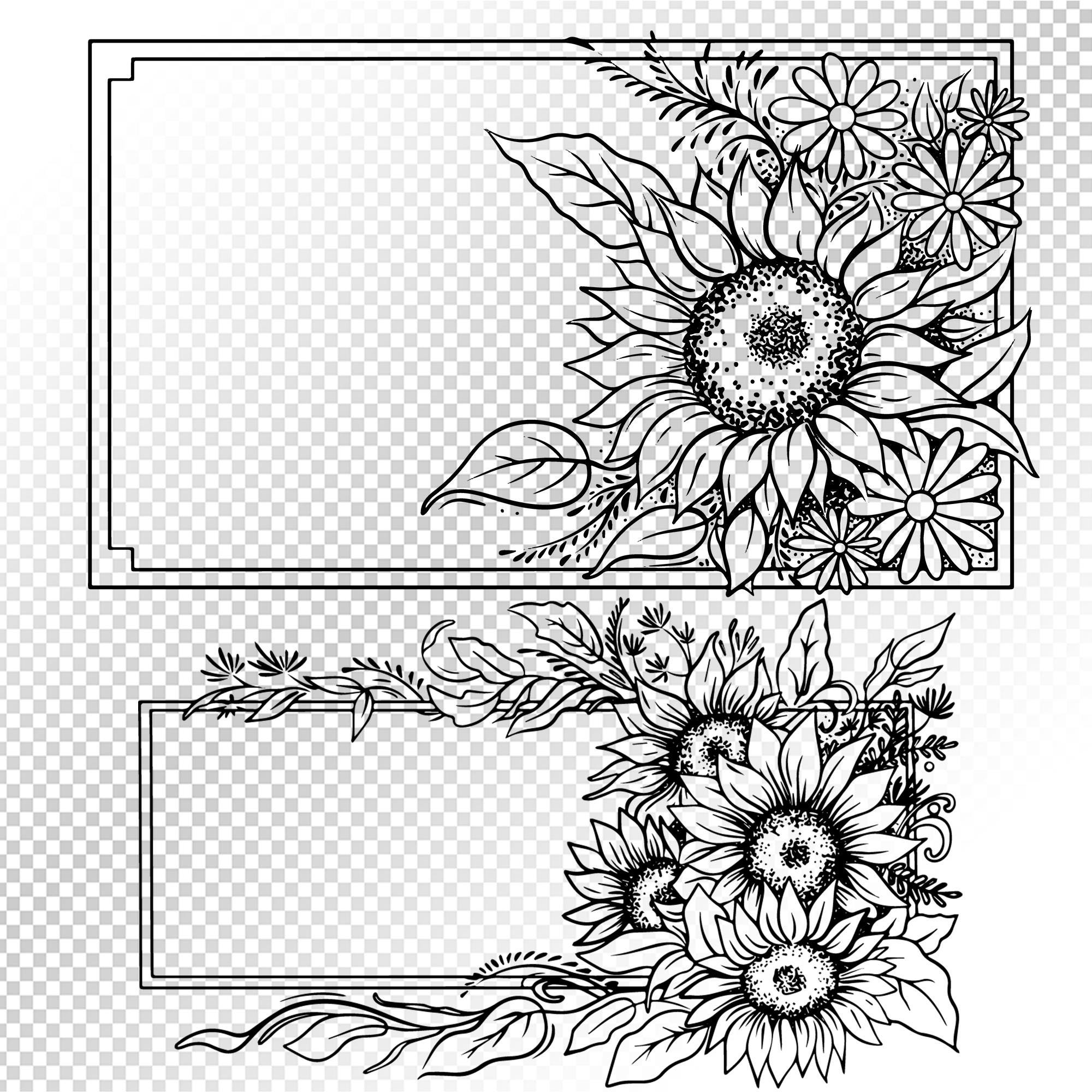 Sunflower Frames Clipart - Floral Wreaths & Borders (svg Png Jpg Eps ...