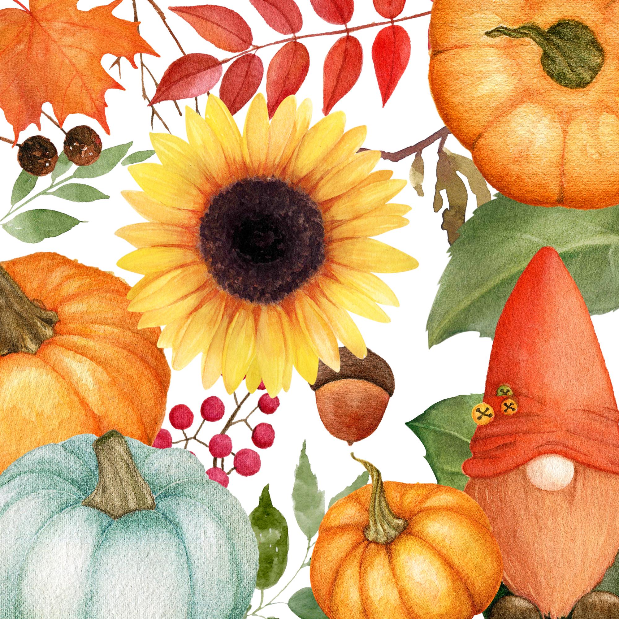 Hand Painted Watercolor Fall Clipart PNG, Autumn Pumpkins and ...