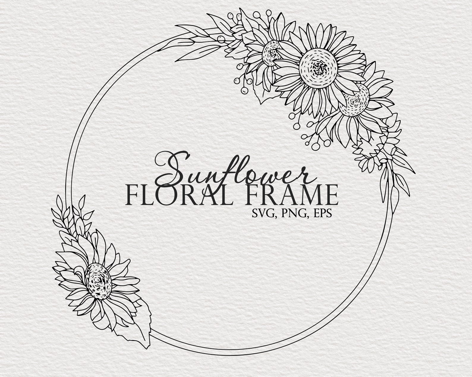 Sunflower Frame SVG, Sunflower PNG for Sublimation and Cutting ...