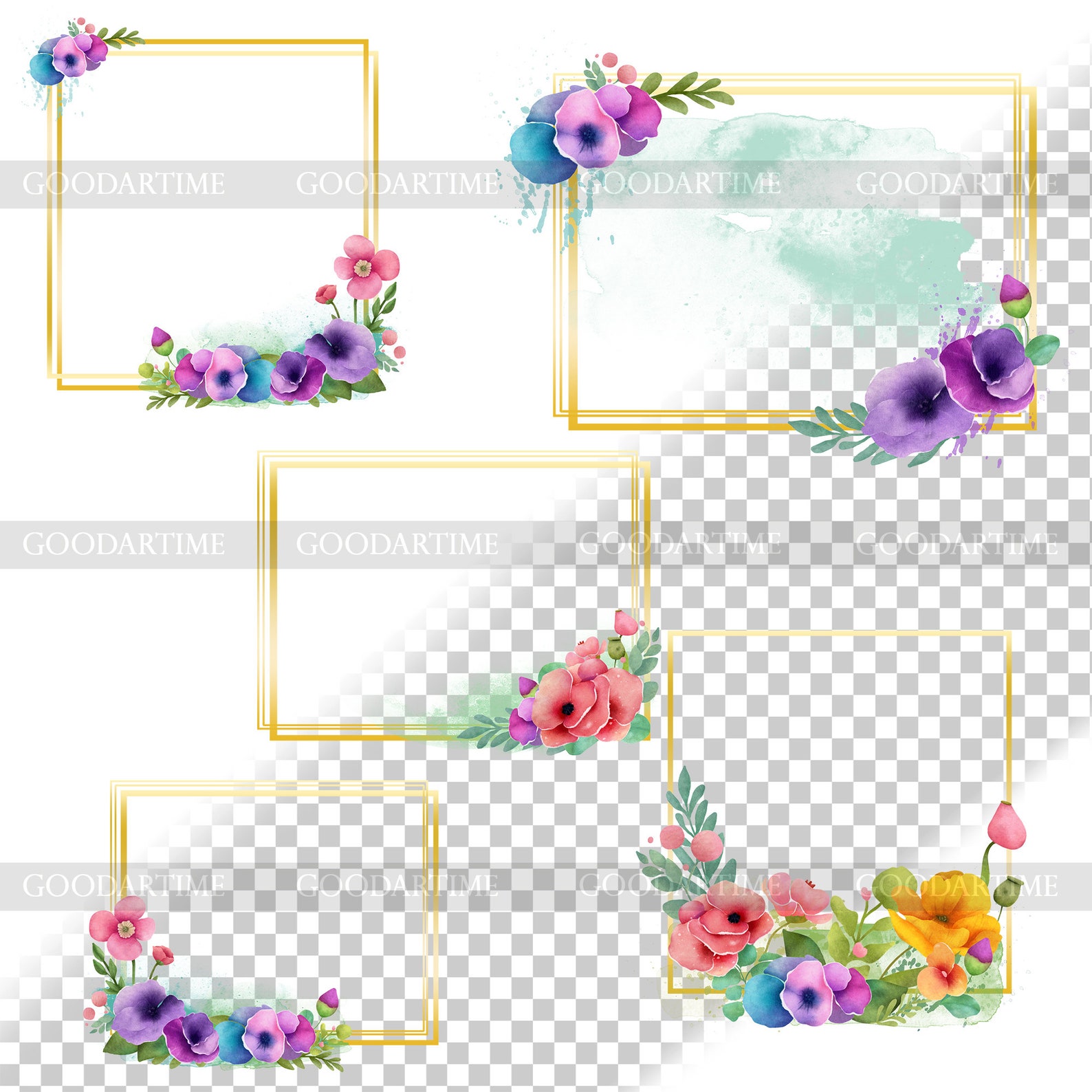 Summer Floral Frames PNG Picture Frames Floral Clipart Png - Etsy