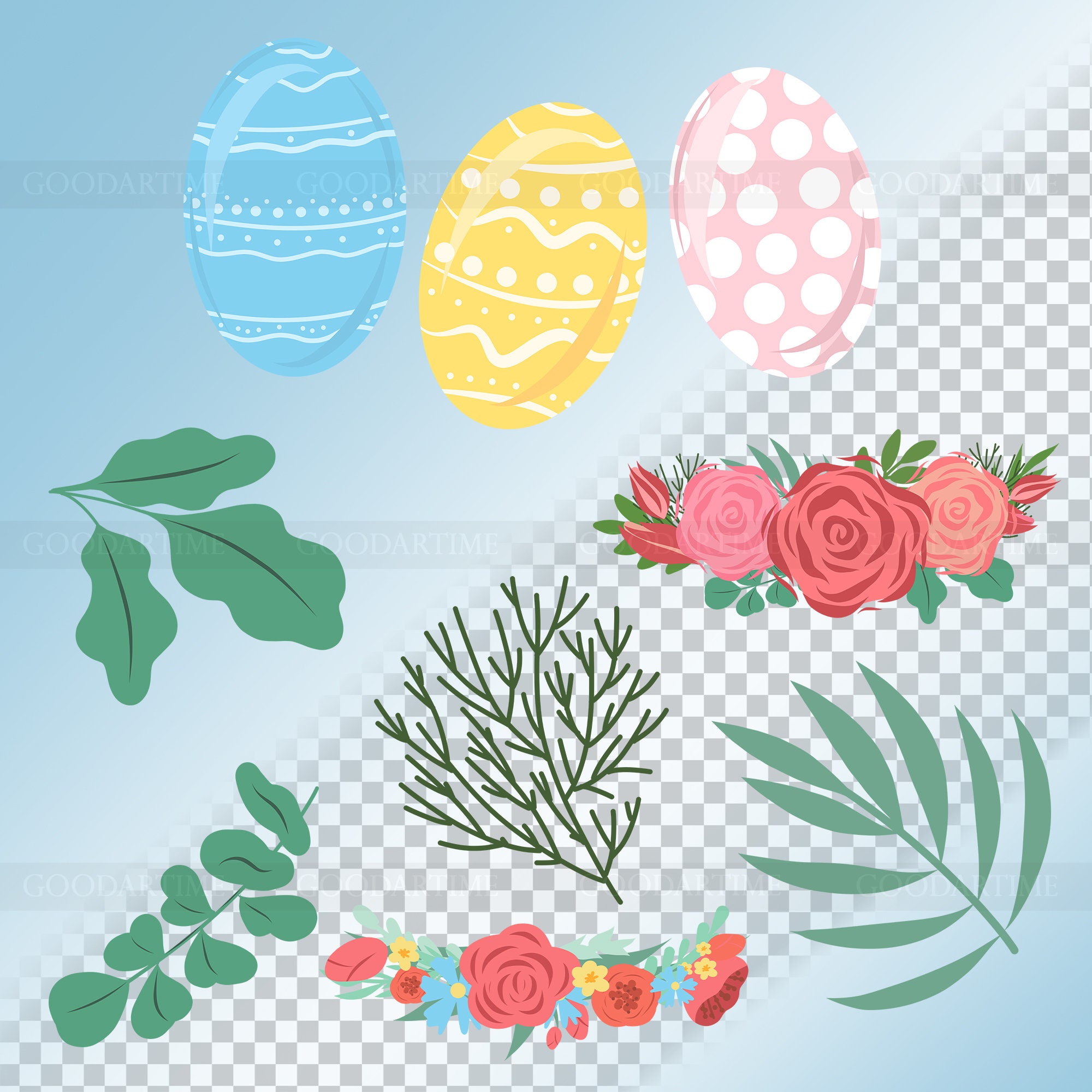 Cute EASTER Clipart PNG Cartoon Bunnies Clipart Easter Egg | Etsy