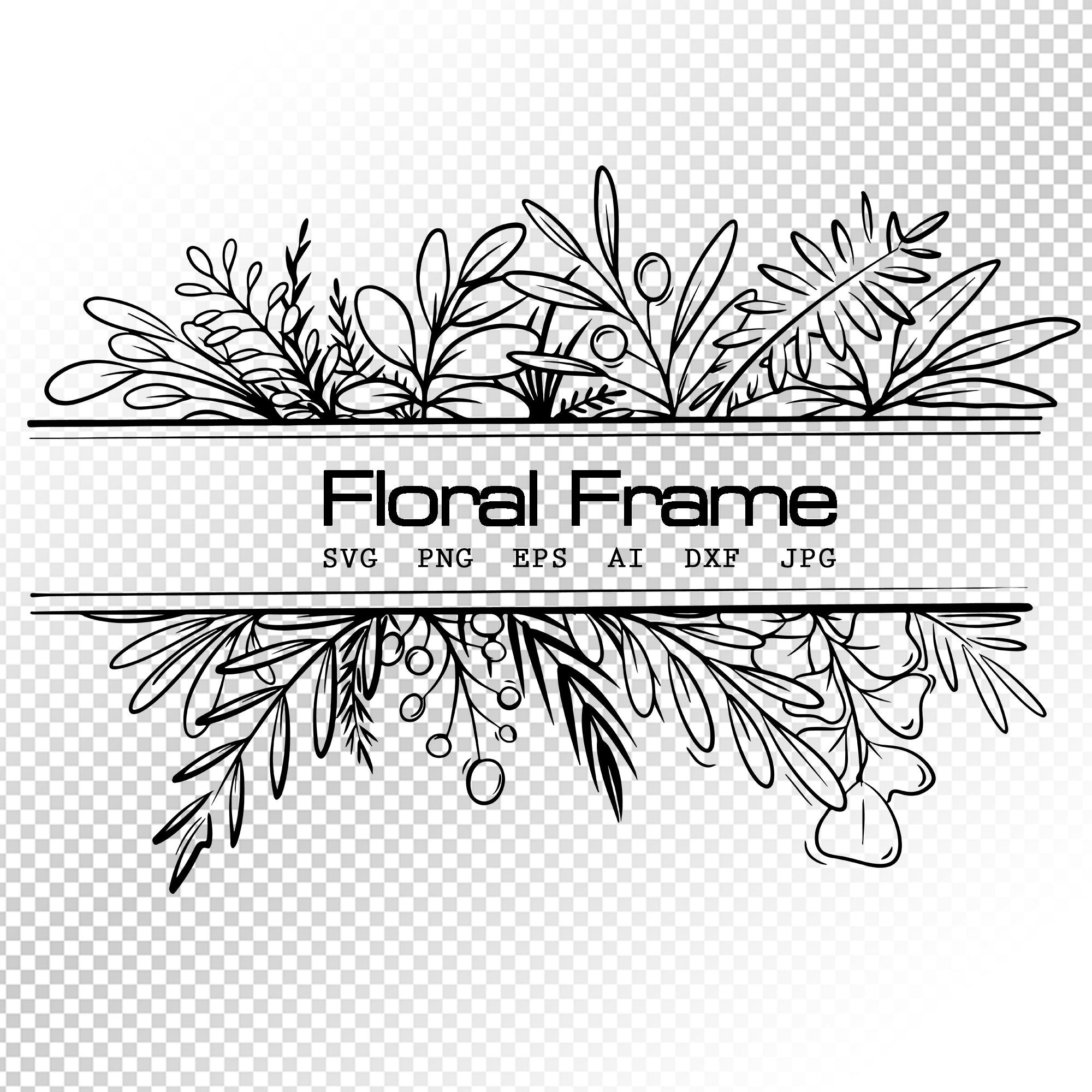 Floral Frame SVG, Floral Border Svg, Floral Wreath Svg for Sublimation ...
