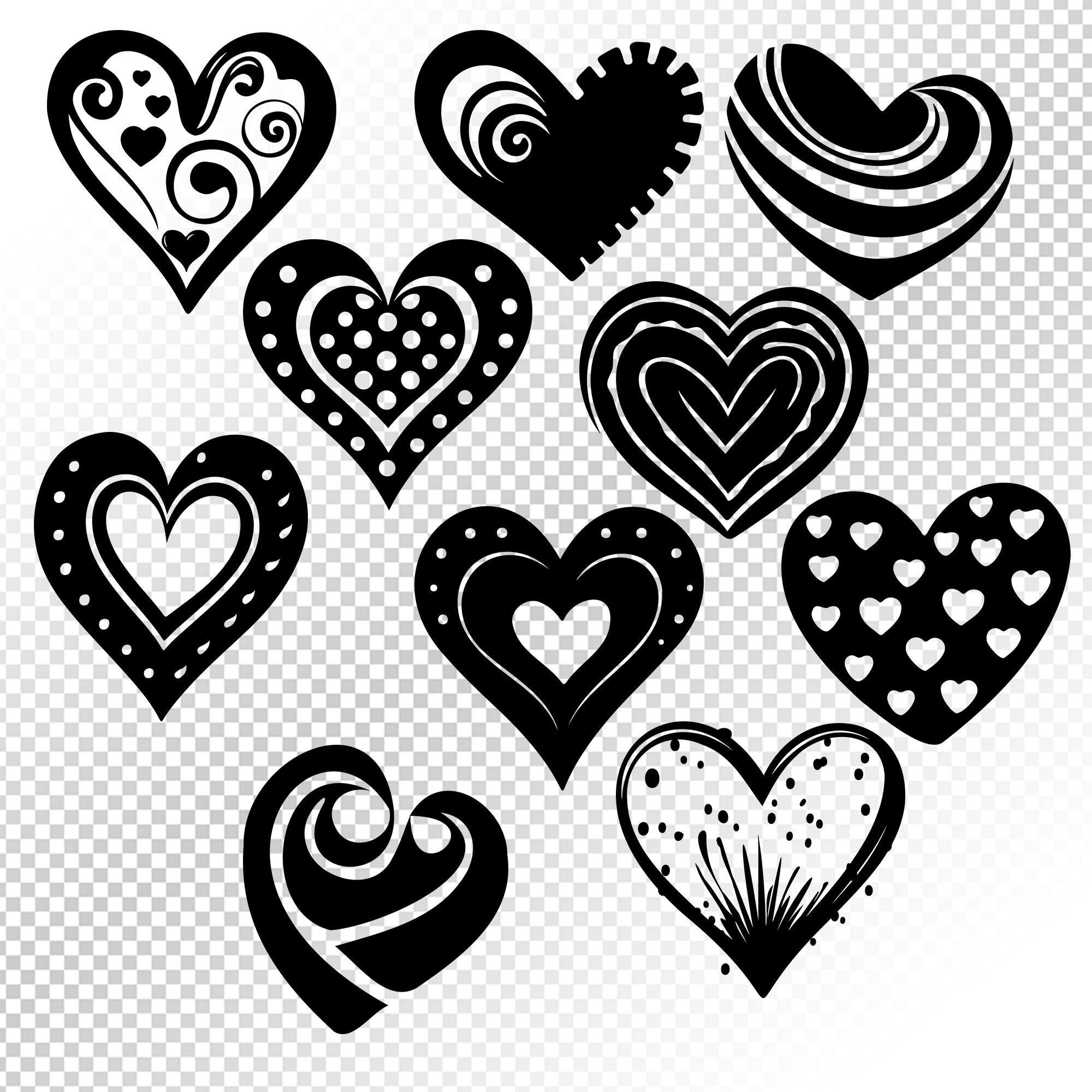 Hearts Silhouette Bundle SVG, Love Svg, Heart Svg Cut Files for Cricut ...