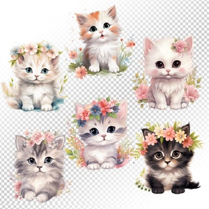 Cute Baby Cat Clipart Bundle, Watercolor Clipart, Kids Sublimation ...