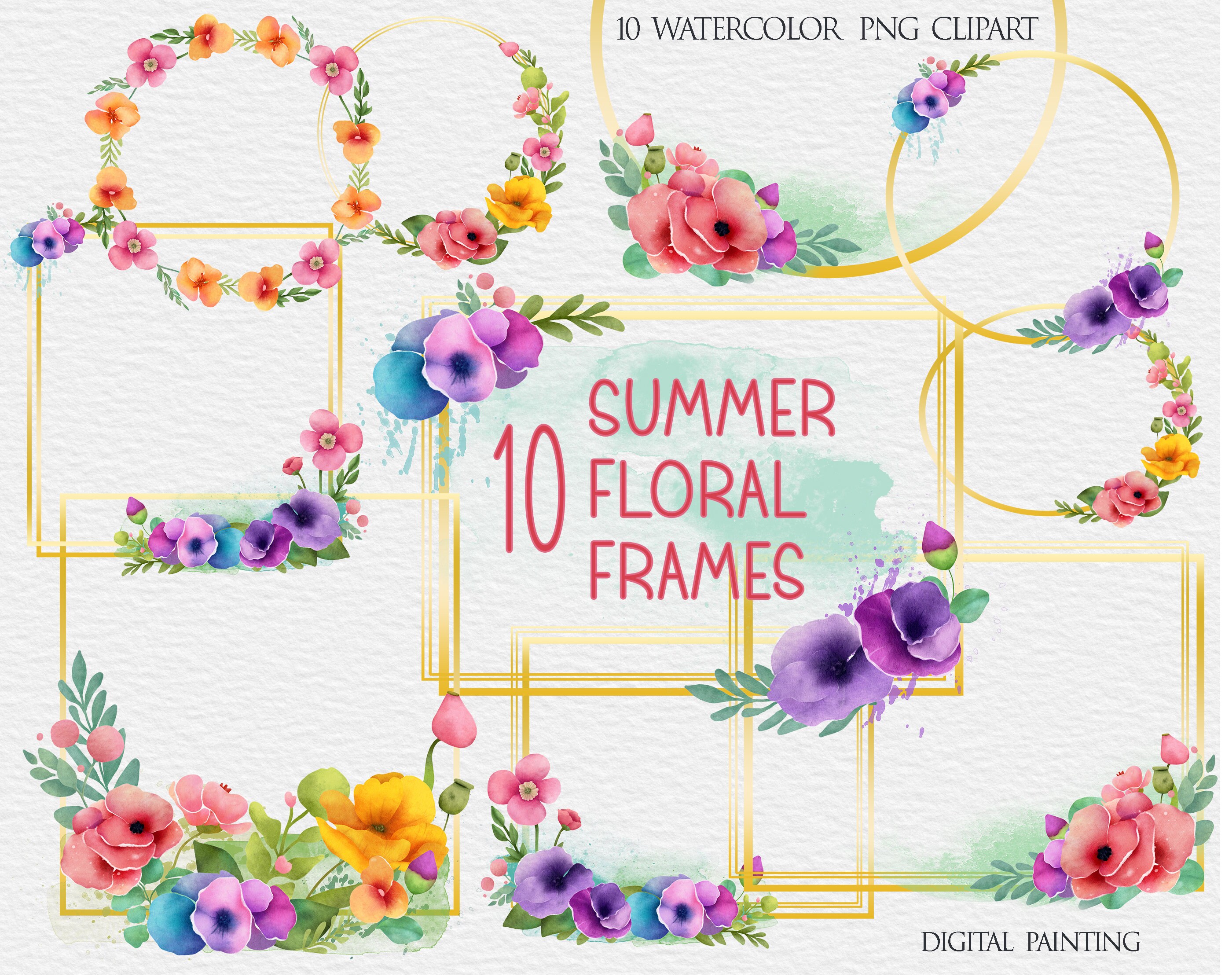 Summer Floral Frames PNG, Picture Frames, Floral Clipart Png, Floral ...