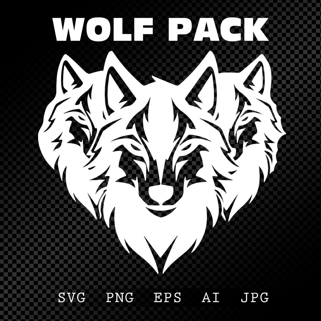 Wolf Pack White SVG File for Cricut, Wolf Heads, Wolf Png, Cricut Svg ...