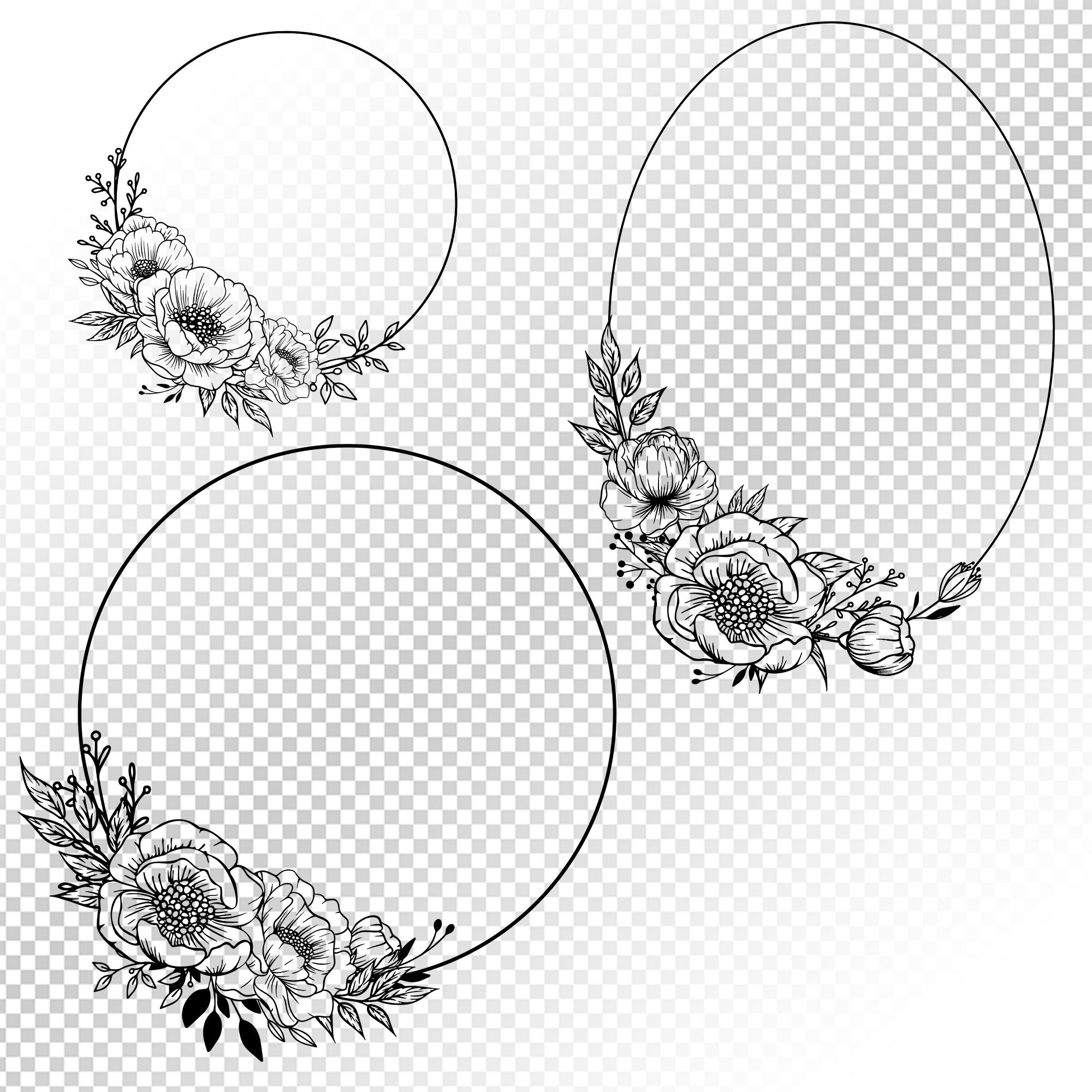 Peony Frame Svg Bundle, Peony Frame PNG, Geometric Frame for ...