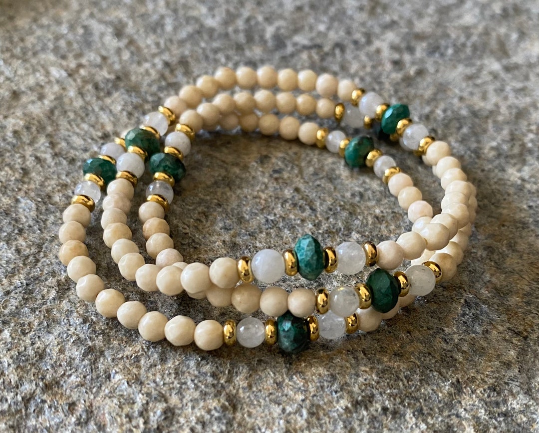 Ground & Balance Riverstone + Turquoise Mala Bracelets • Mala Bracelet ...