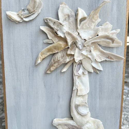 South Carolina Palmetto Moon Oyster Shell Art / Oyster Decor / - Etsy
