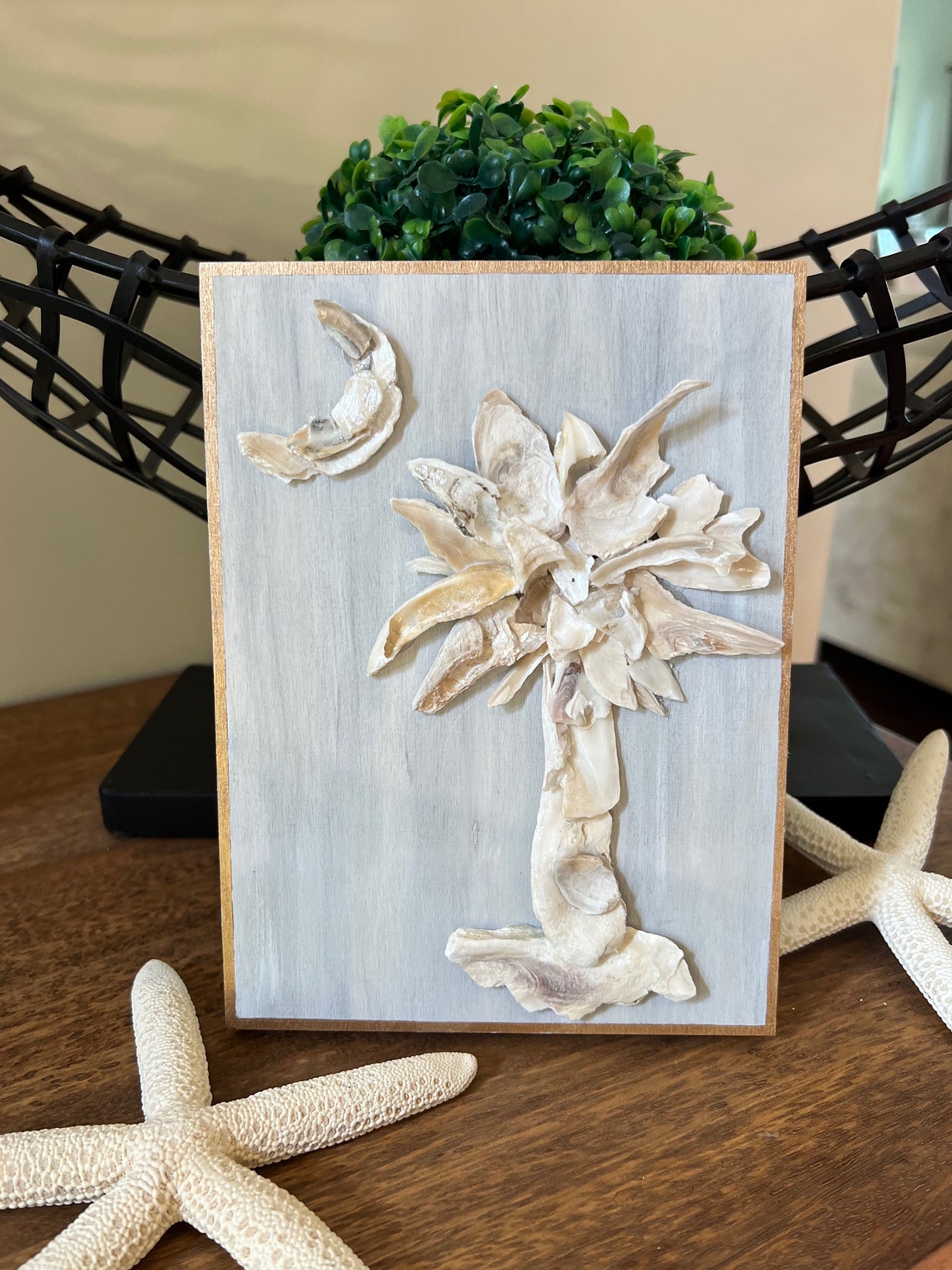 South Carolina Palmetto Moon Oyster Shell Art / Oyster Decor / SC ...