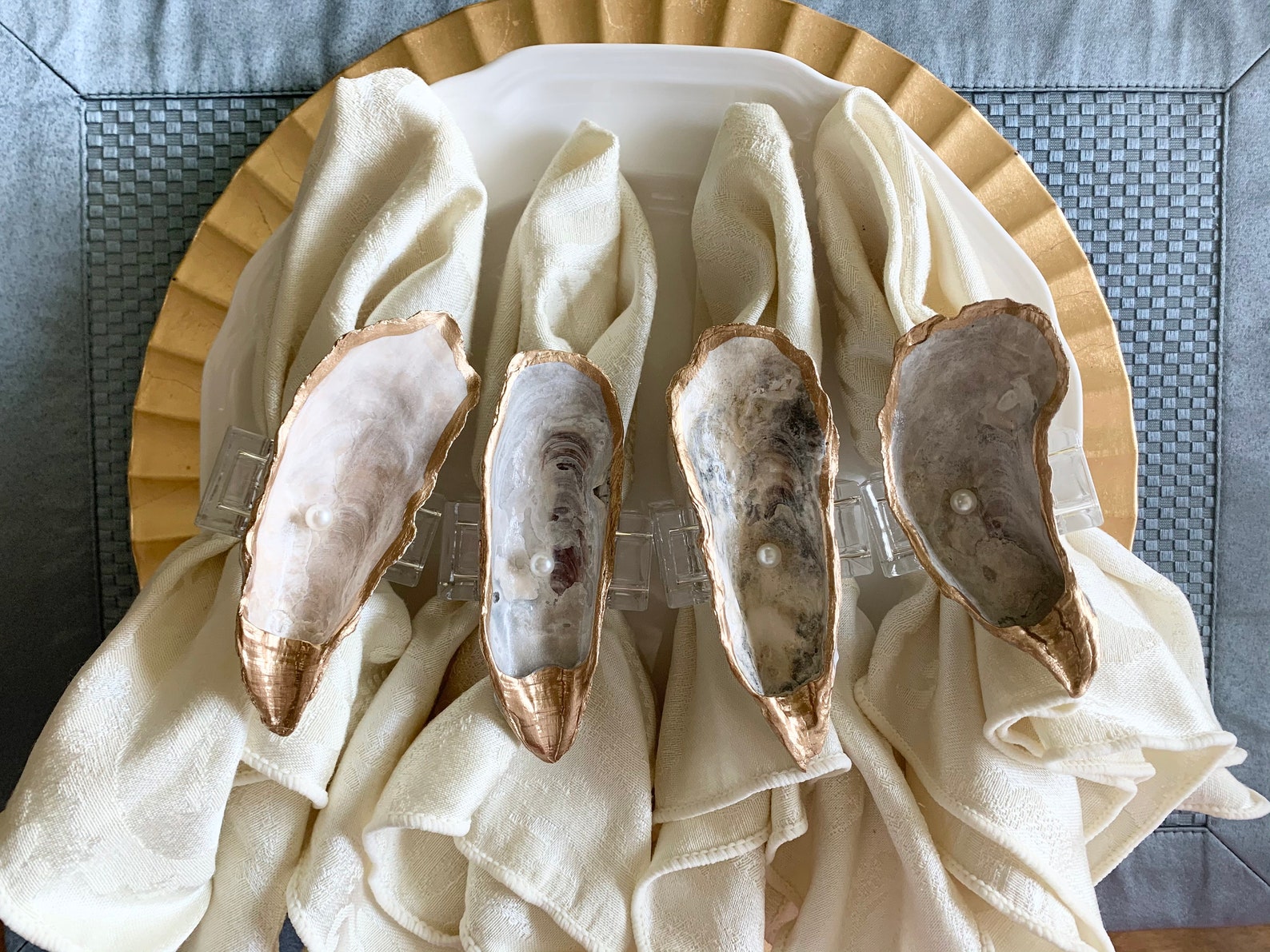 Oyster Shell Napkin Holders / Clam Shell Napkin Holder / Set - Etsy