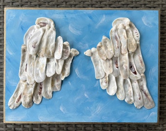 9x7 Oyster Angel, Oyster Shell Art, Christian Home Decor, Angel Wall ...