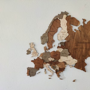 Handcrafted Wooden Map of Europe - Perfect Wall Art Decor With Detailed ...