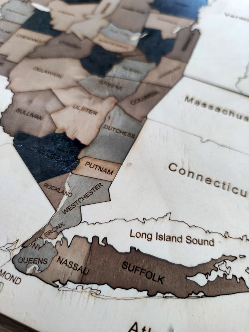 New York Counties Map Puzzle – Educational Wooden Geography Toy for ...