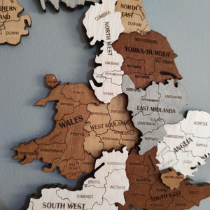 Rustic 3D Wooden UK Wall Map – Handcrafted United Kingdom Geography Art ...