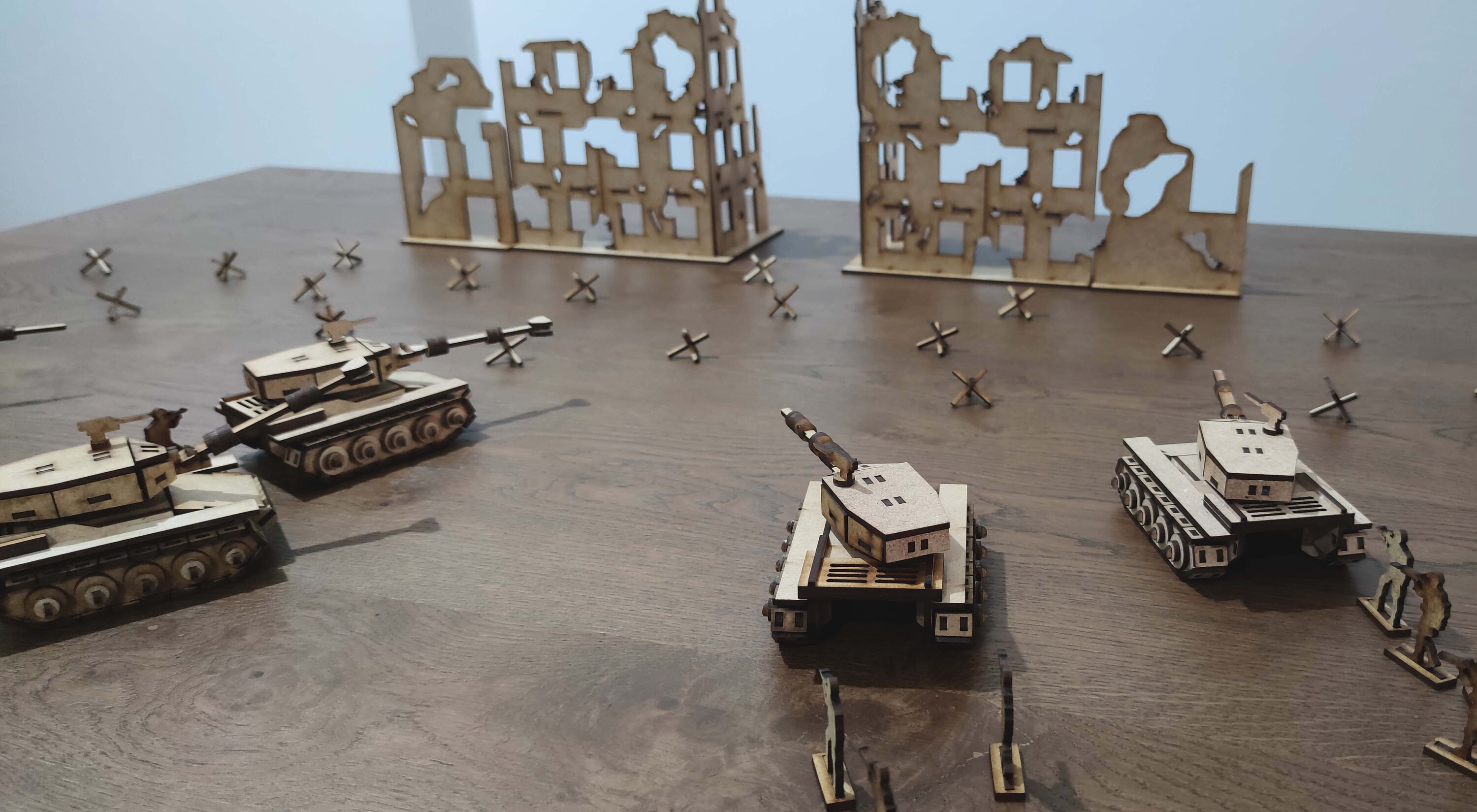 Wooden Tank Toy With Soldiers and Ruins.army Tanks Toy for Children's ...