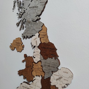 UK 3D Wall Map for Wall Decoration in Your Home or Office. Wooden Wall ...