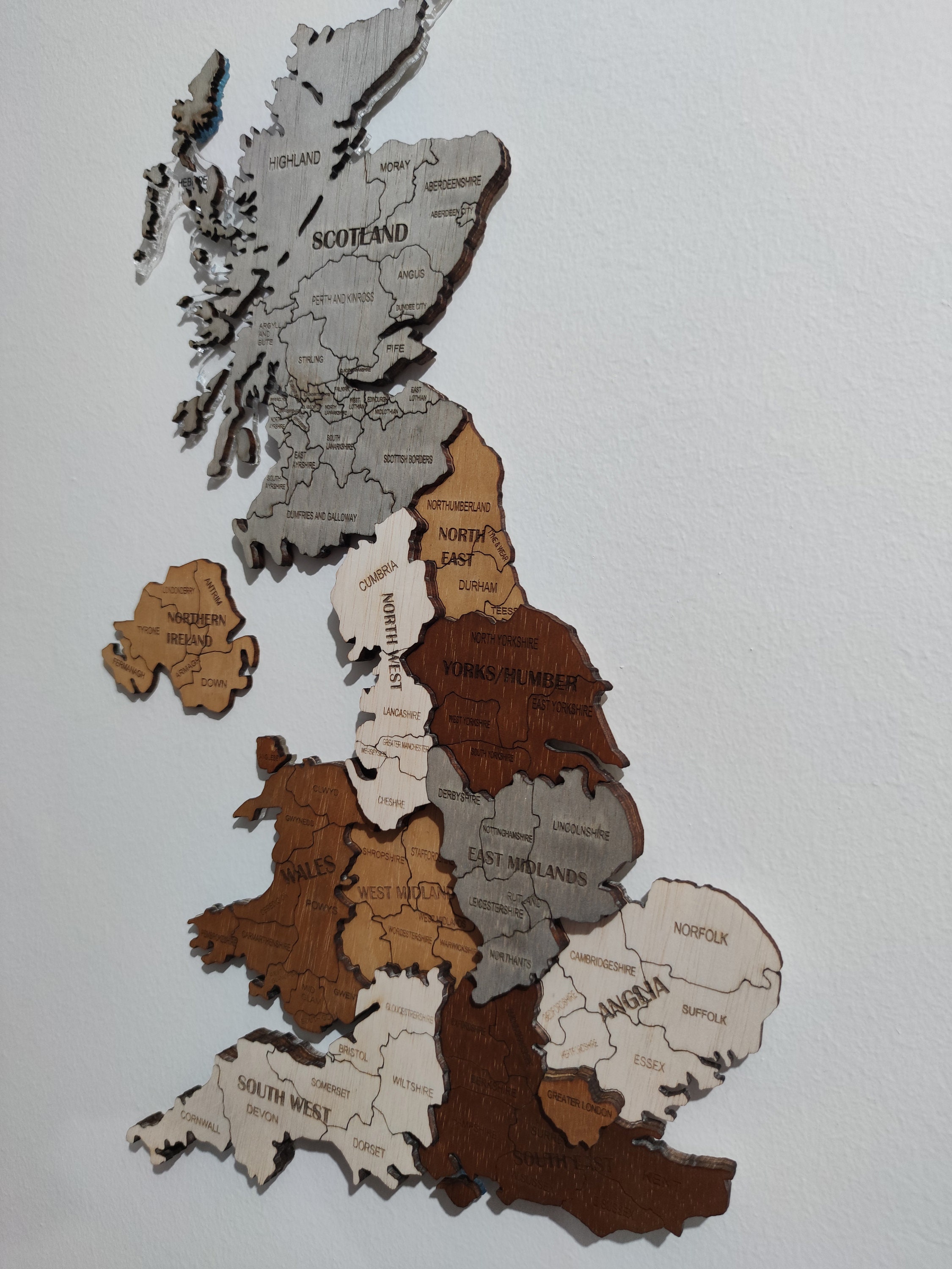 UK 3D Wall Map for Wall Decoration in Your Home or Office. Wooden Wall ...