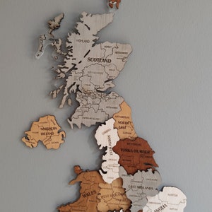 Rustic 3D Wooden UK Wall Map – Handcrafted United Kingdom Geography Art ...