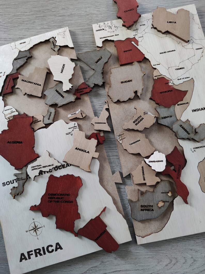 Montessori Wooden Puzzle Map of Africa – Geography & Political Map ...