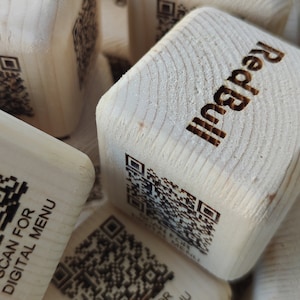 QR Code Cubes for Bar and Restaurants. Wooden Blocks With QR and Logo ...