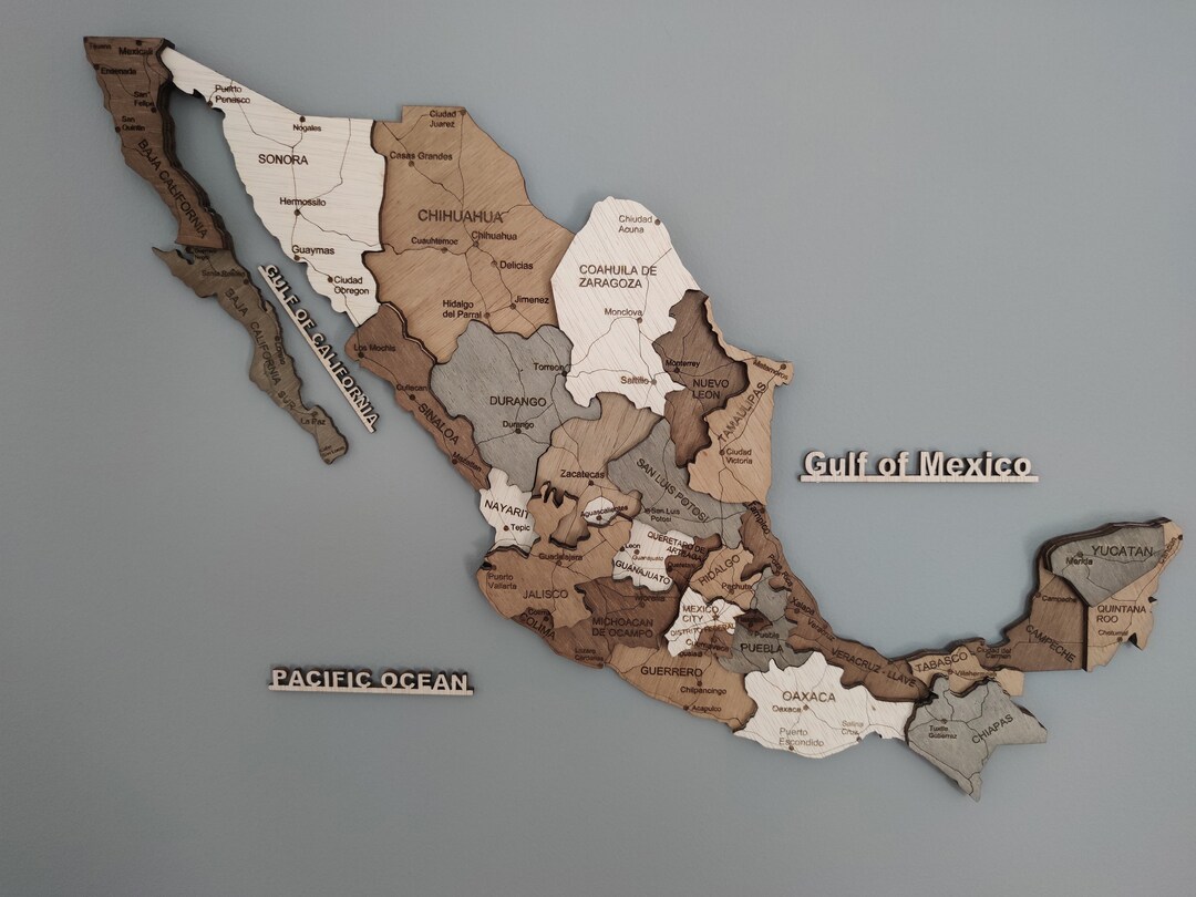 Wooden Mexico Map Wall Art – Three-dimensional Travel Map Sculpture ...