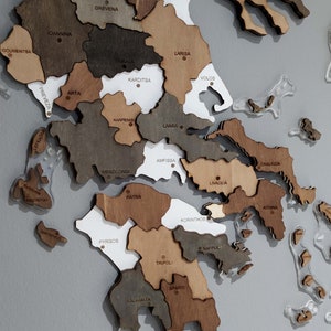 3D Wooden Greek Map Wall Art – Handcrafted Mediterranean Wall ...