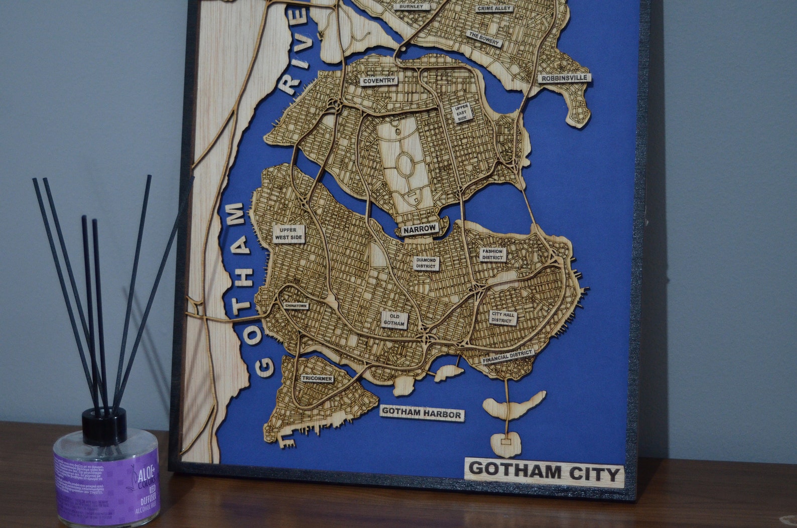 Gotham City 3D Wooden Street Map, Layered Gotham City Wall Decor for ...